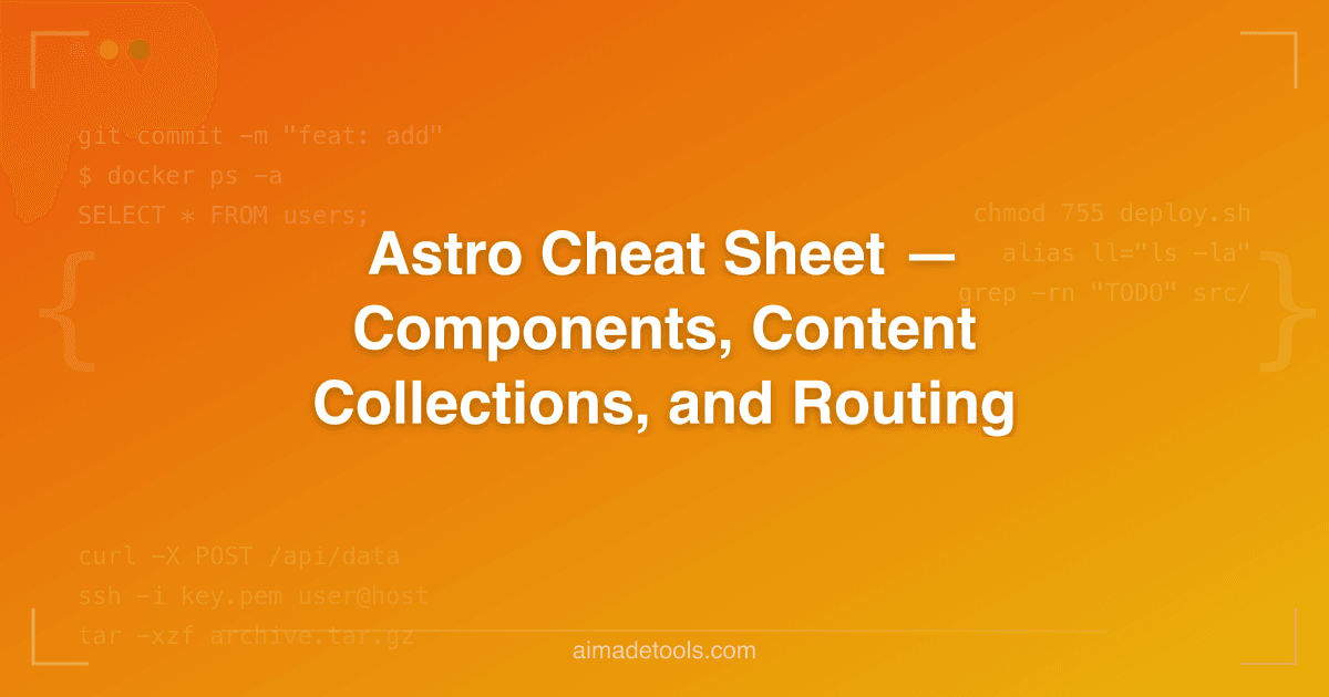 Astro Cheat Sheet — Components, Content Collections, and Routing