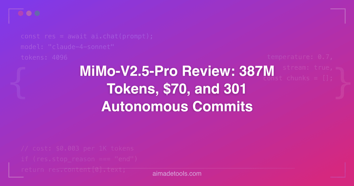MiMo-V2.5-Pro Review: 387M Tokens, $70, and 301 Autonomous Commits